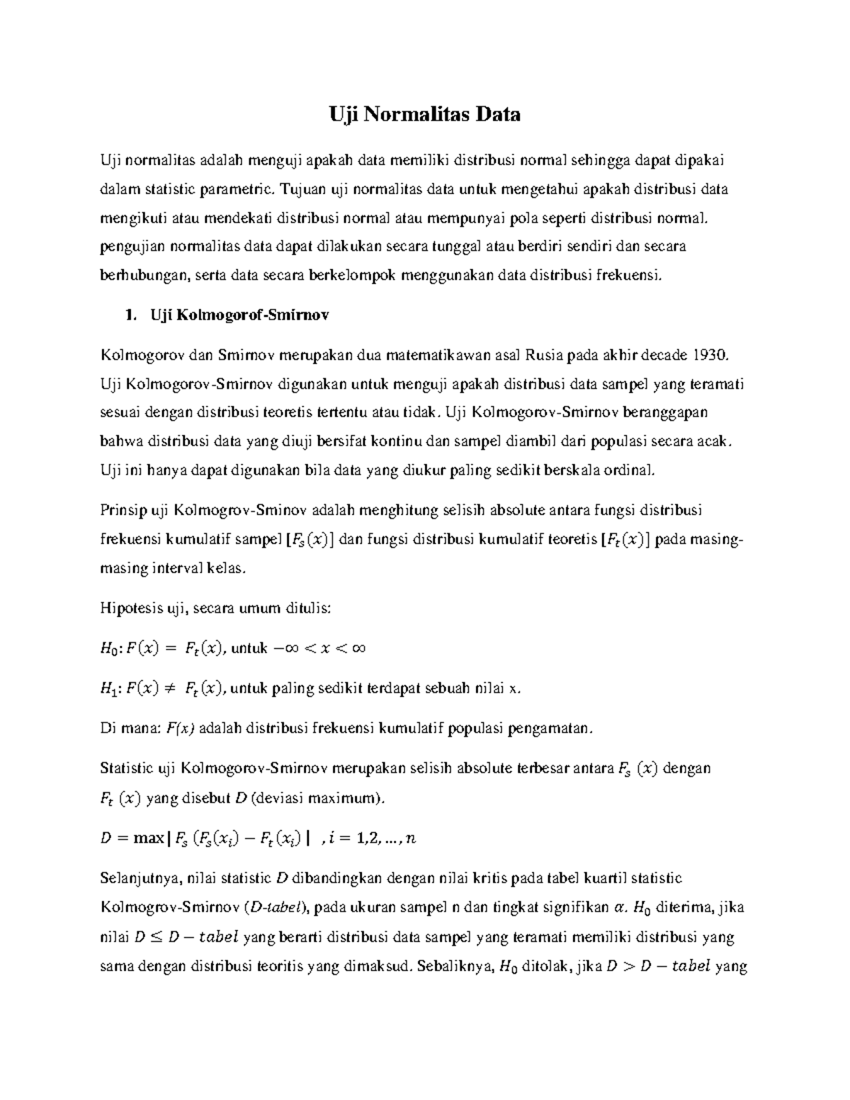 Uji Normalitas Data - Tujuan uji normalitas data untuk mengetahui ...