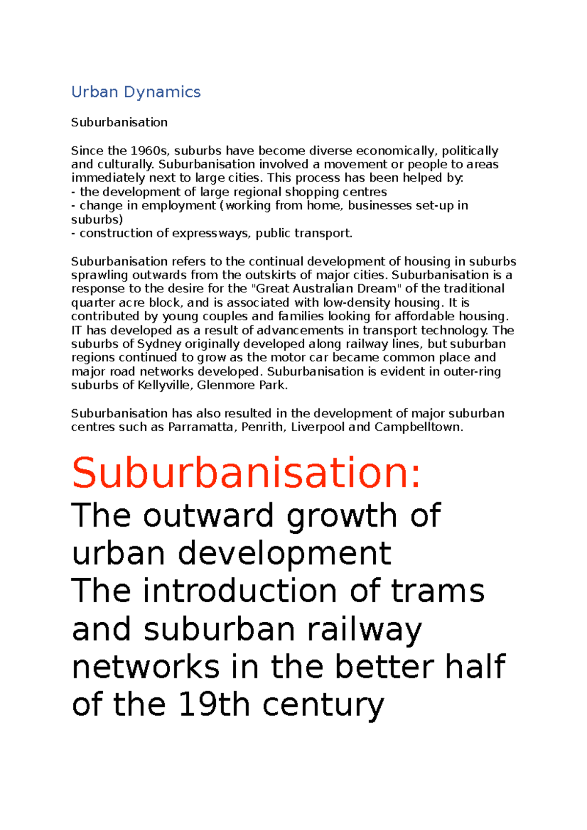 Urban Dynamics - notges - Urban Dynamics Suburbanisation Since the ...
