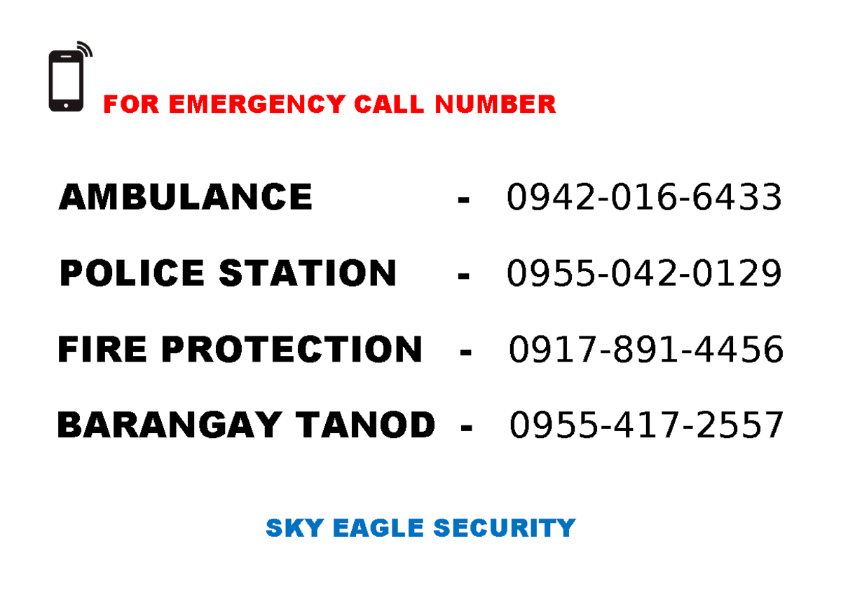 FOR Emergency CALL Number - Bachelor of Elementary Education - FOR ...