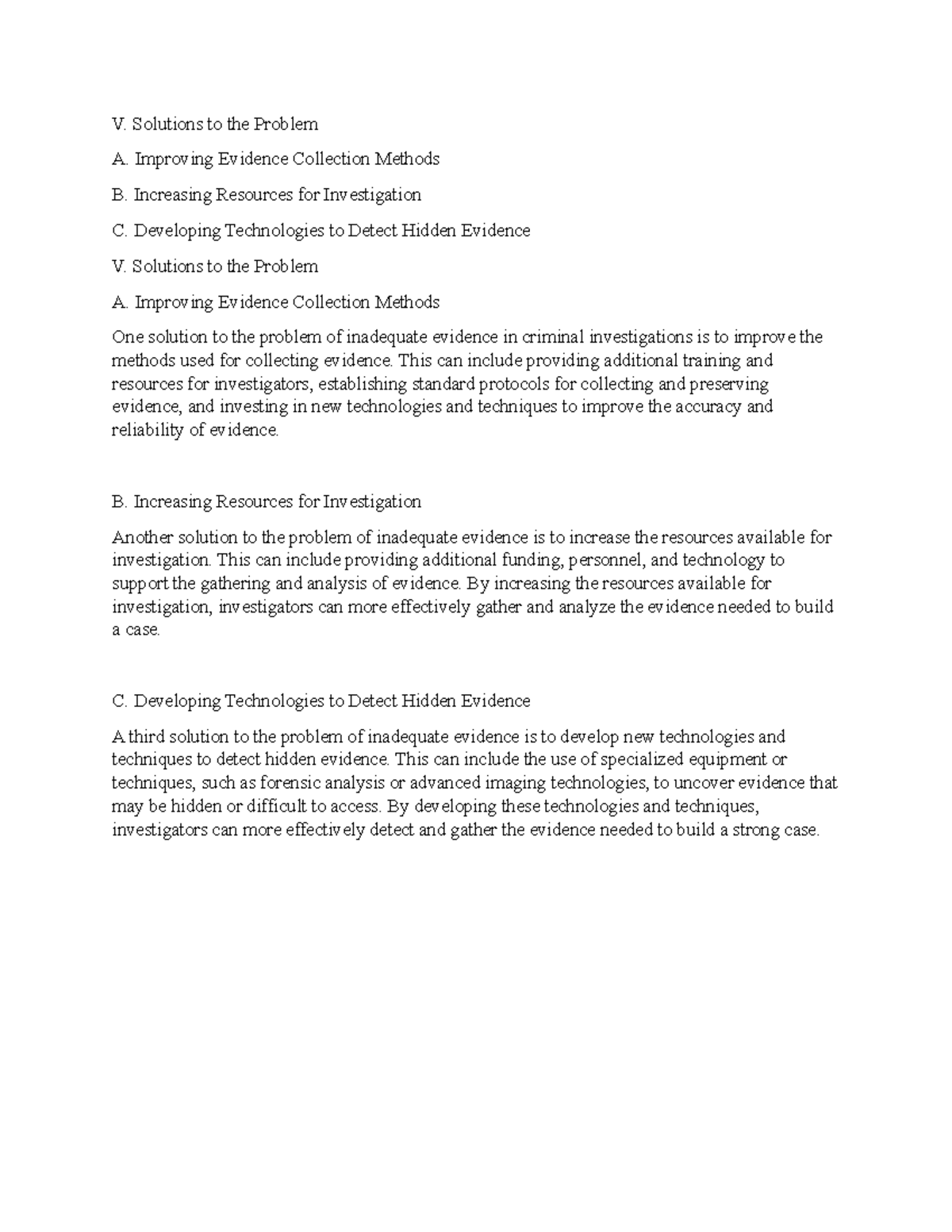 Problem of hidden evidence 5 - V. Solutions to the Problem A. Improving ...