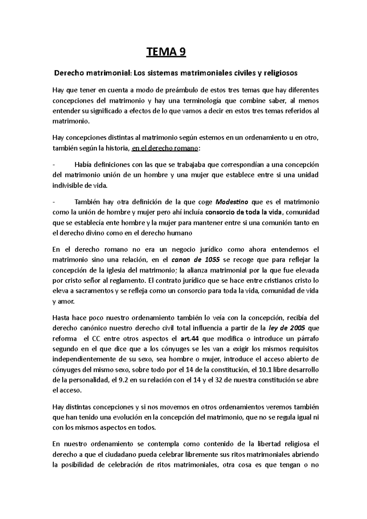 TEMA 9 Y 10 (i) - apunta temas 9 y 10 - TEMA 9 Derecho matrimonial: Los ...