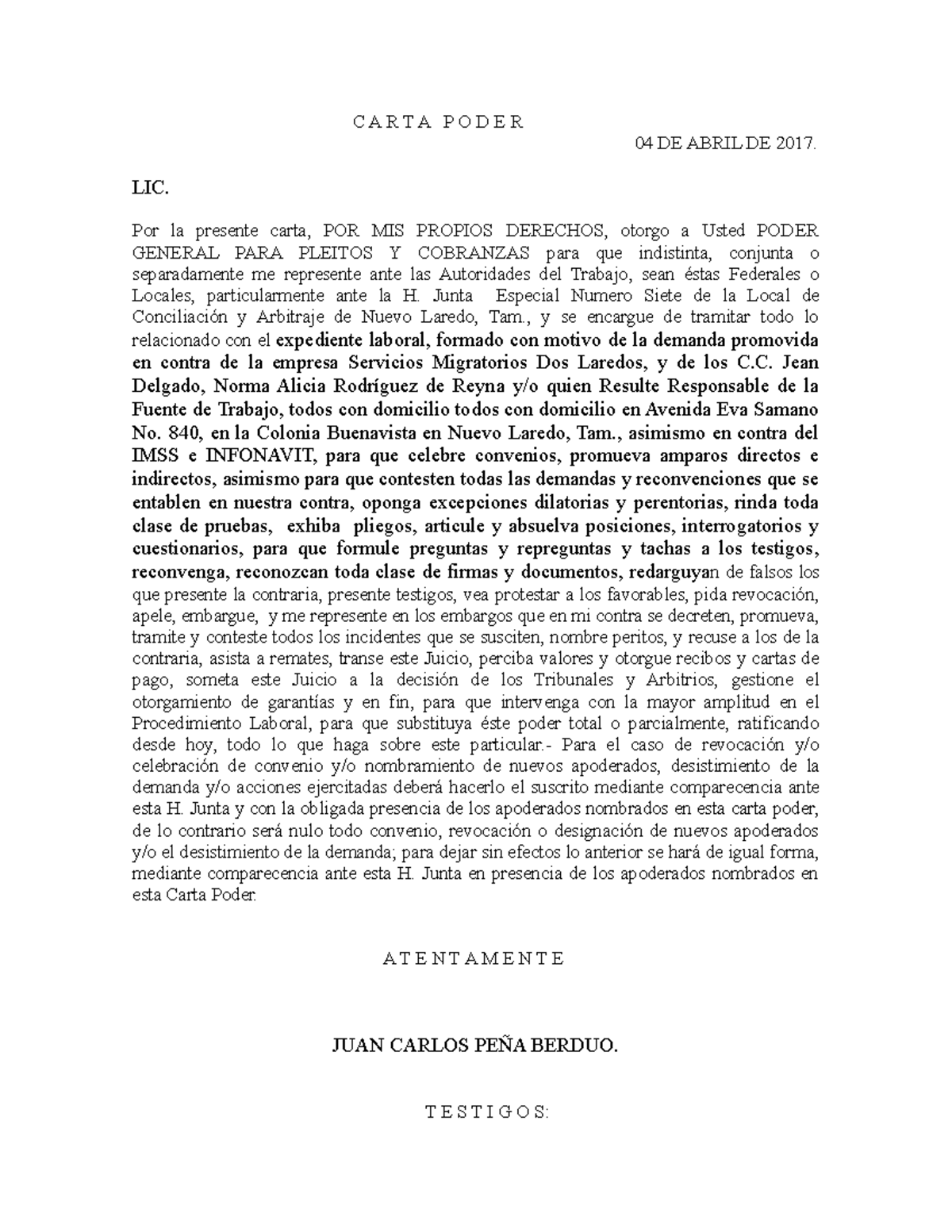 C A R T A P O D E R - CCC - C A R T A P O D E R 04 DE ABRIL DE 2017 ...