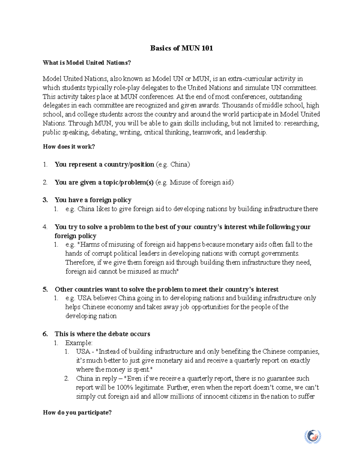 Basics of mun 101 - Parliamentary debate flow - Basics of MUN 101 What ...