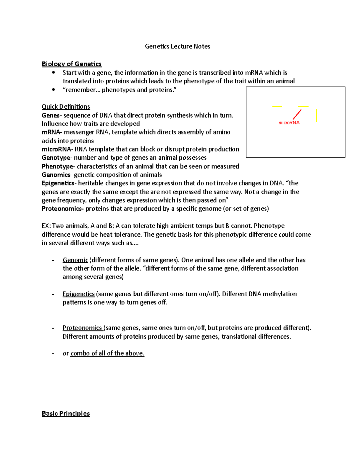 Genetics Lecture Notes - Genetics Lecture Notes Biology of Genetics ...