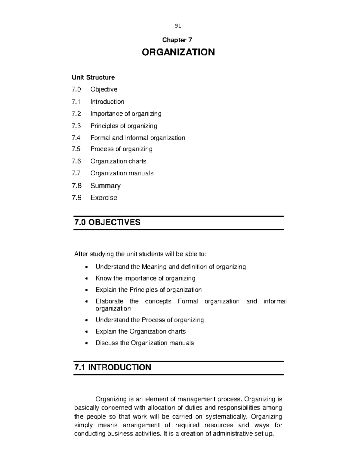 MCA-PM111 - Unit 1 - Chapter 7 ORGANIZATION Unit Structure 7 Objective ...