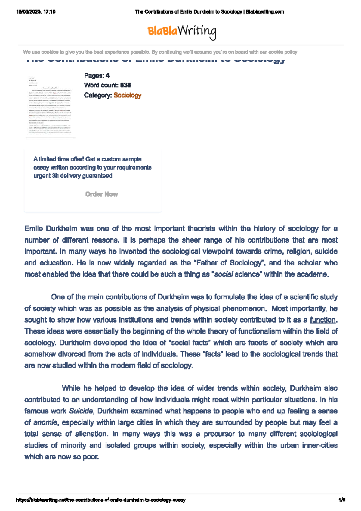 Emile durkheim contributions - 314 - Studocu