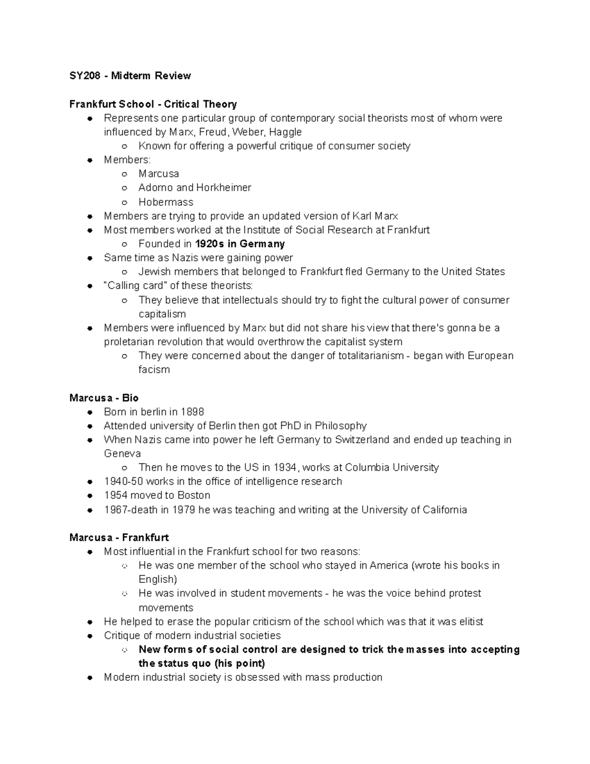 SY208 - Midterm Review - SY208 - Midterm Review Frankfurt School ...