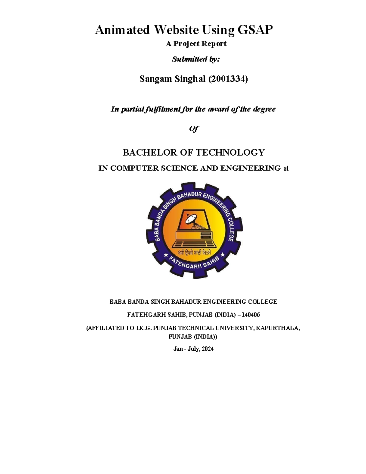 Report File 2001 334 - Animated Website Using GSAP A Project Report ...