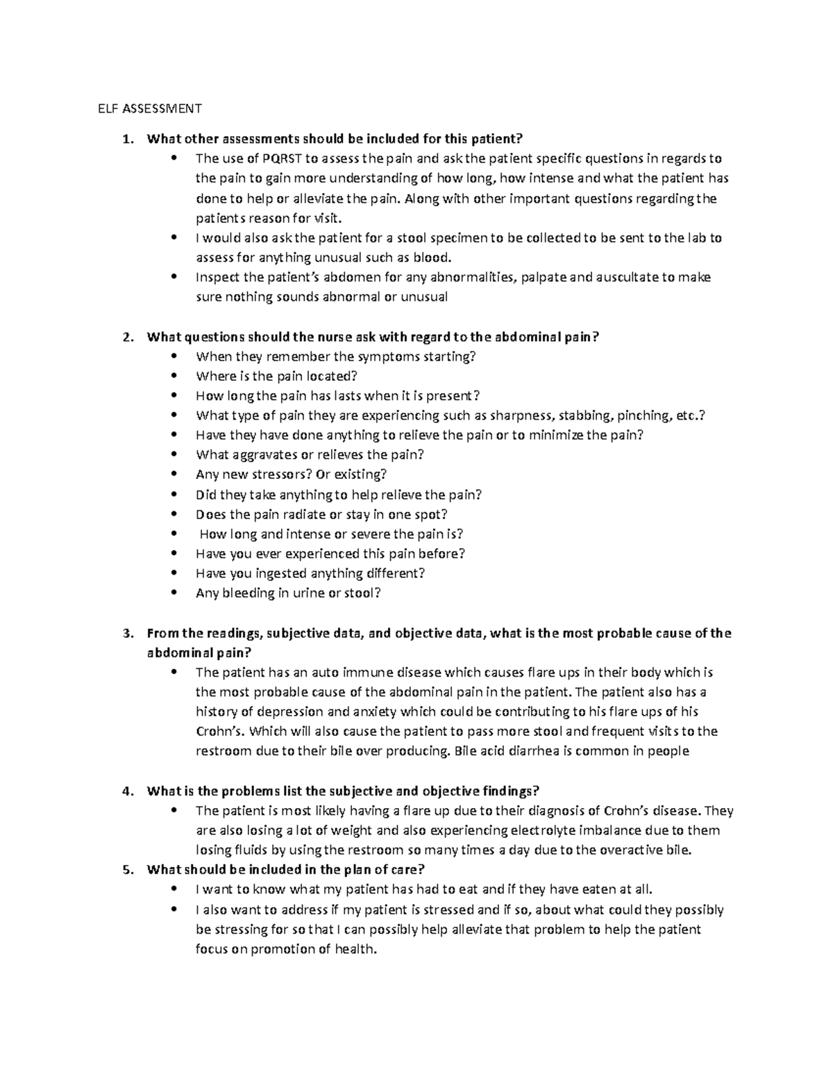 ELF Assessment - ELF ASSESSMENT What other assessments should be ...