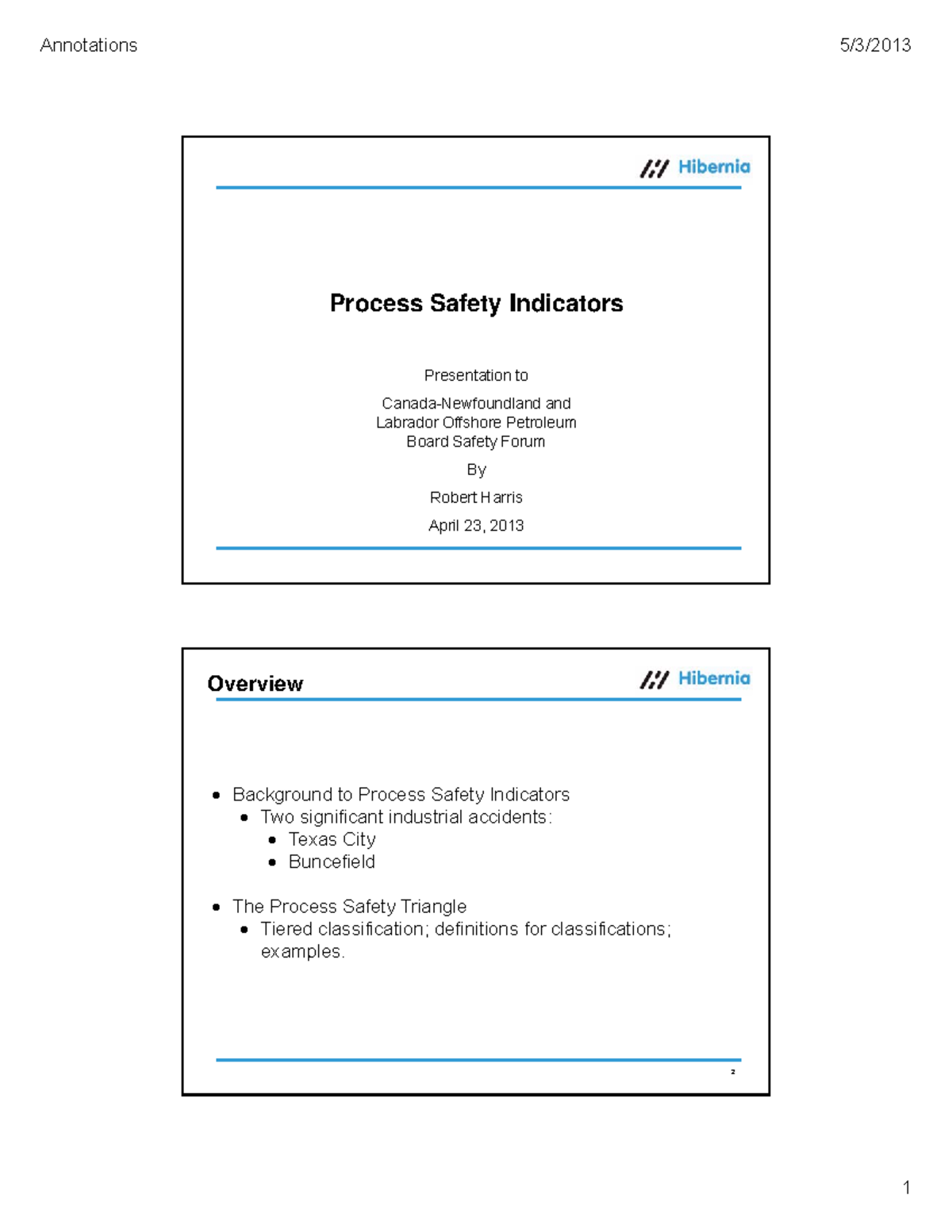 Robertharris - Process Safety Indicators Presentation to Canada-Newfoundland and Labrador ...