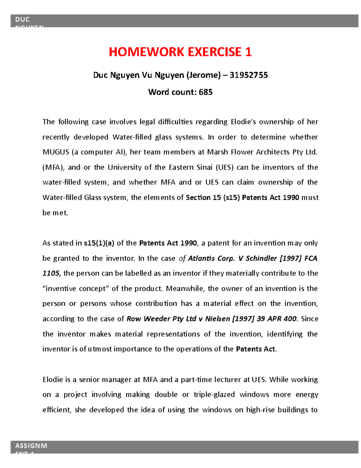 BTX3181 Homework Exercise 1 - Duc Nguyen Vu Nguyen (31952755 ...