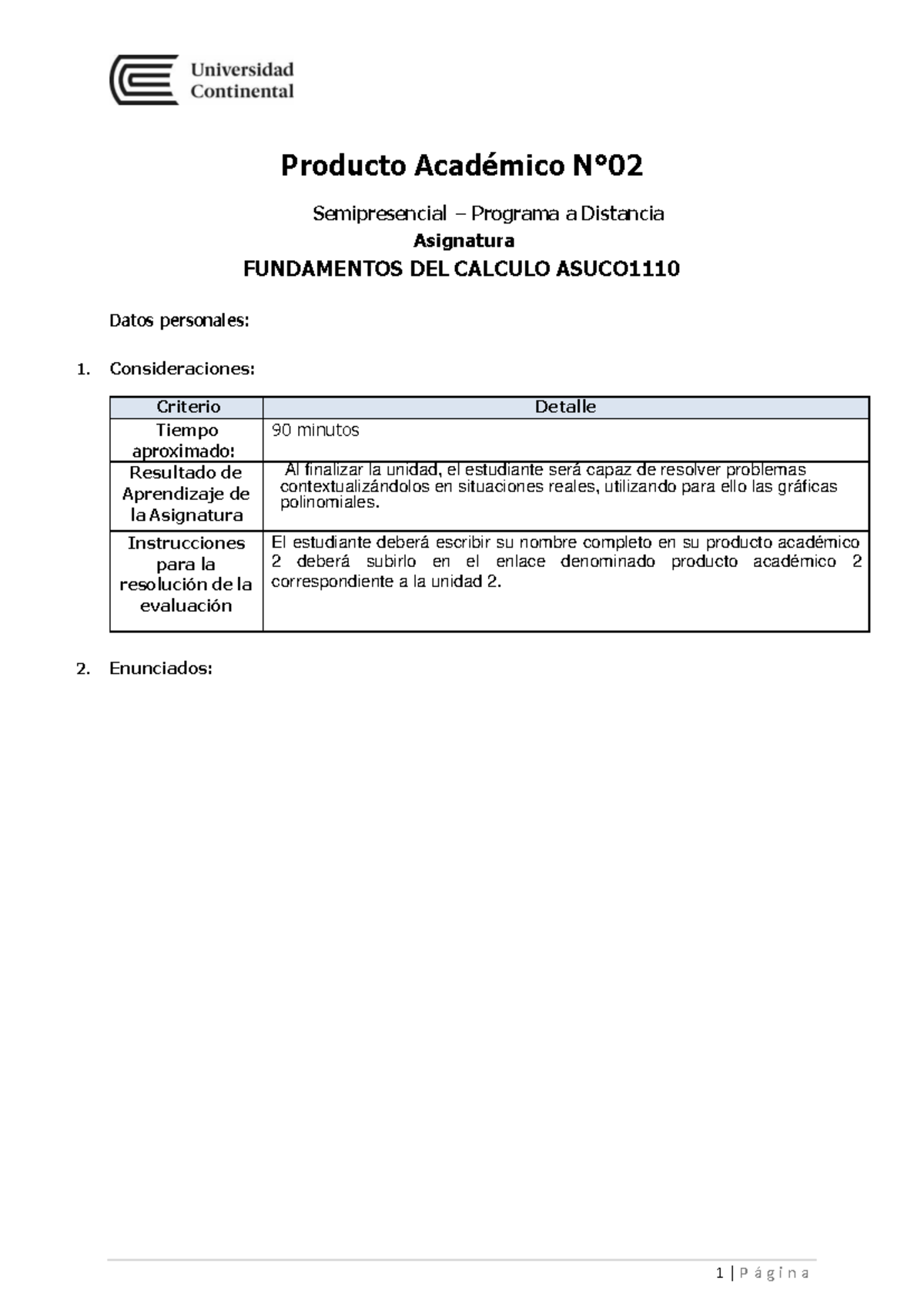 PRODUCTO ACADEMICO 02 - Producto Académico N° Semipresencial – Programa a Distancia Asignatura ...