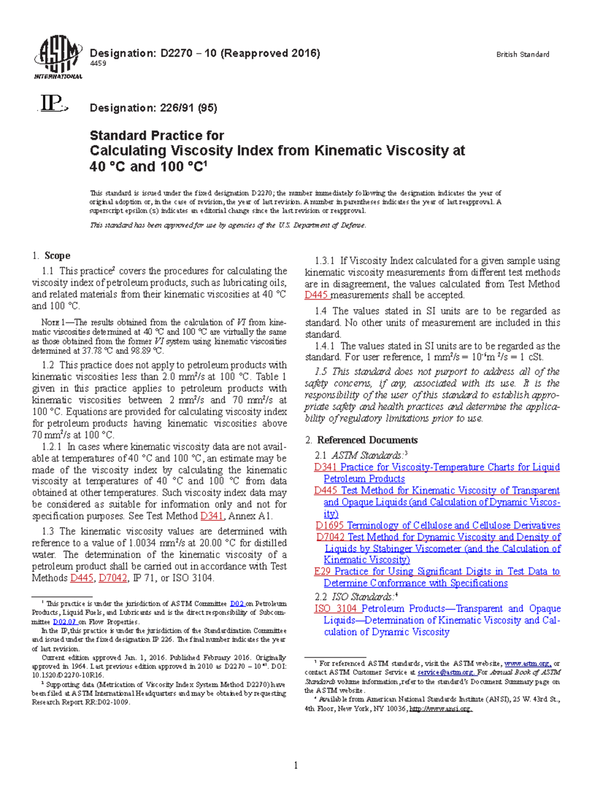 ASTM-D2270-2016 - TABLAS DE VISCOCIDAD - 1 Designation: D2270 − 10 ...