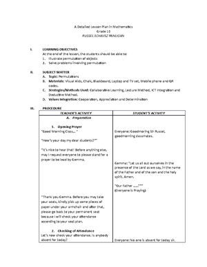 One-Factor-Polynomial - A Detailed Lesson Plan in K-12 Curriculum for ...