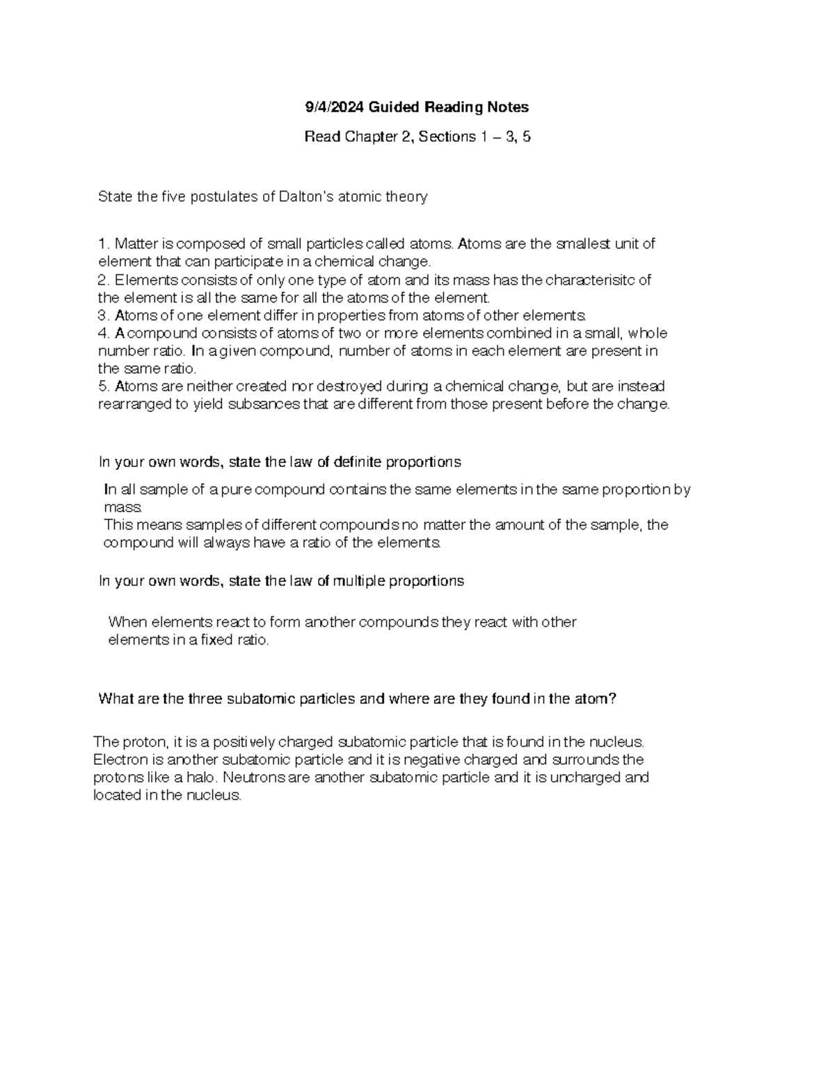 0904 Guided Reading Notes - 9 / 4 /202 4 Guided Reading Notes Read ...