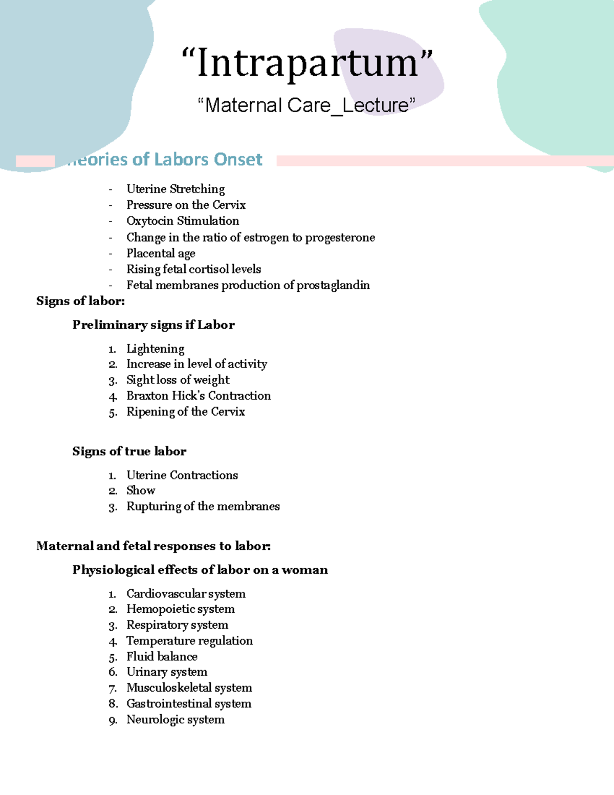 Maternal Care_Intrapartum - “Intrapartum” “Maternal Care_Lecture ...