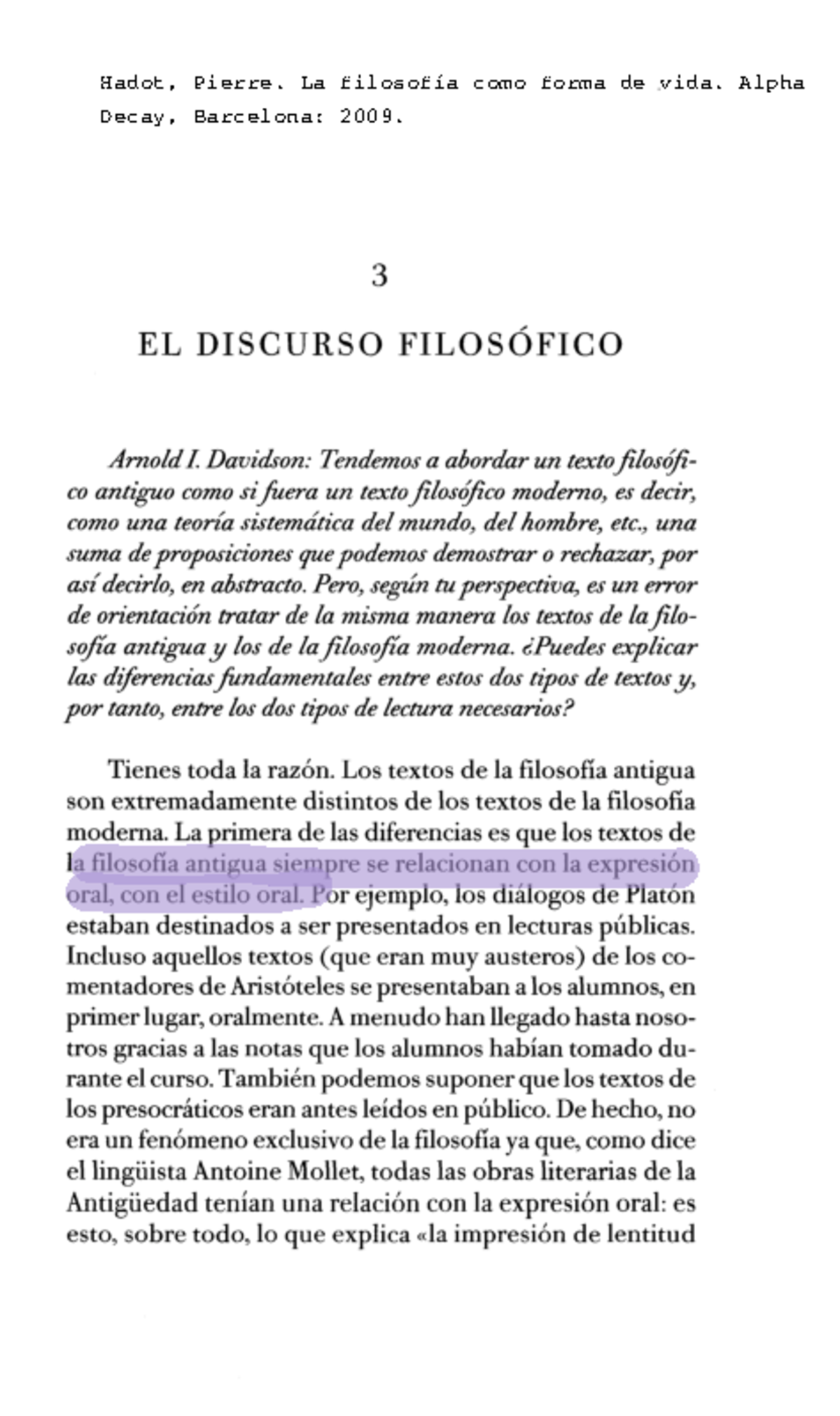 02) Pierre Hadot - El discurso filosófico - 3 E L D I S C U R S O F I L ...