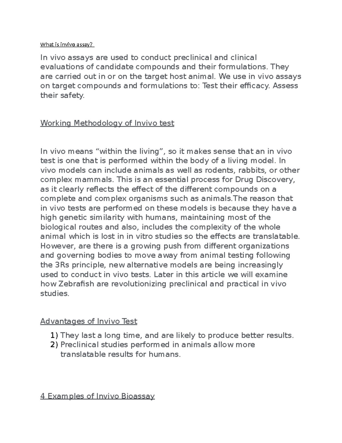 Invivo Test - NANOTECH - What is invivo assay? In vivo assays are used ...