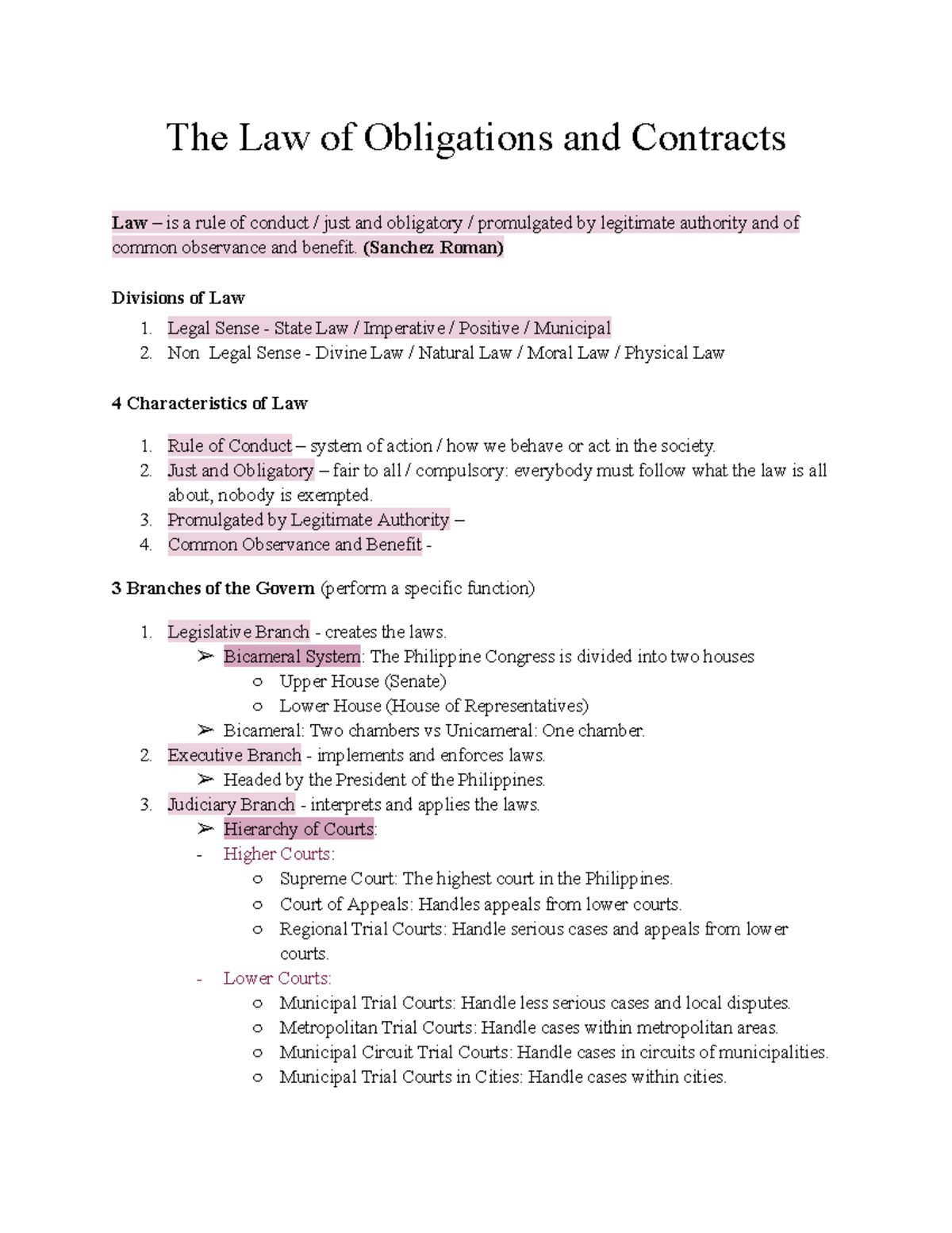 The Law of Obligations and Contracts - (Sanchez Roman) Divisions of Law ...