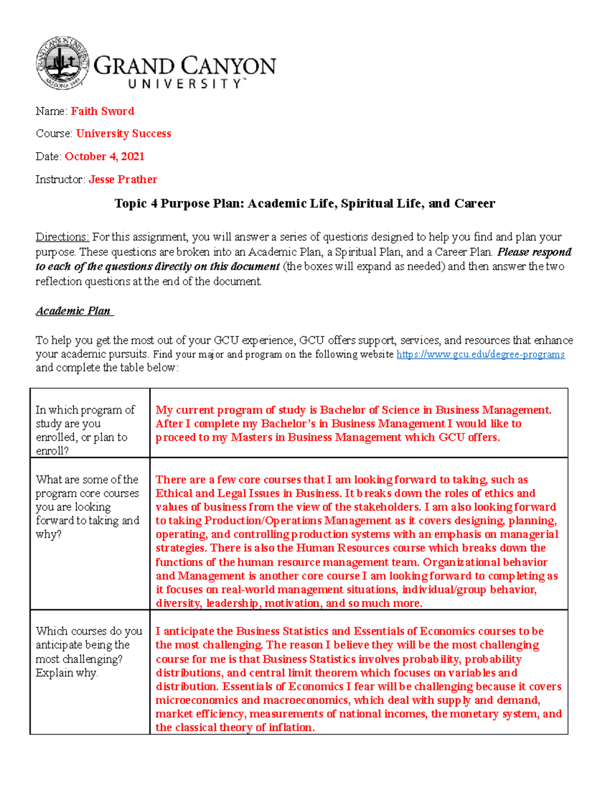 UNV-103 T4 Purpose Plan Online - Completed - UNV-103 - GCU - Studocu