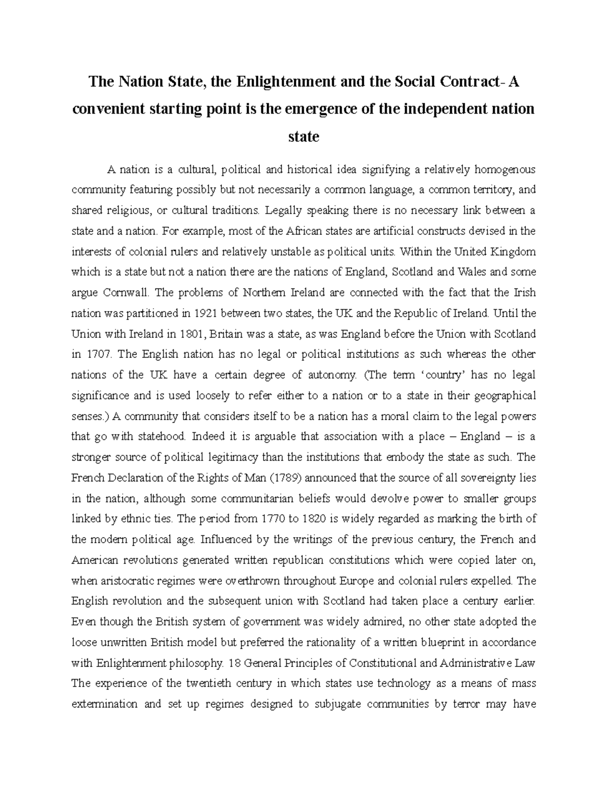 The Nation State, the Enlightenment and the Social Contract - Legally ...