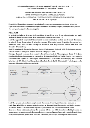 Sistemi e Reti (Tecnologico) - Informatica e - Anno: 5 - Istituto Tecnico - Studocu