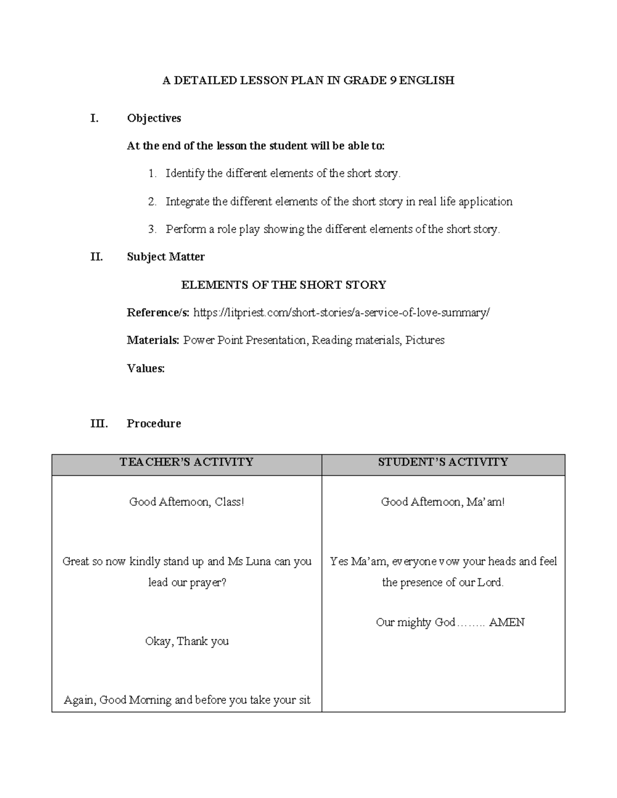 A Detailed Lesson PLAN IN Grade 9 Englishhhh - A DETAILED LESSON PLAN ...