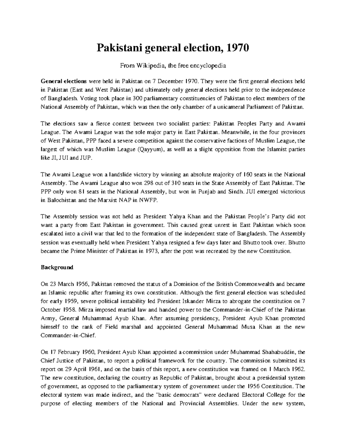 Pakistani general election 1970[118] - Pakistani general election, 1970 ...