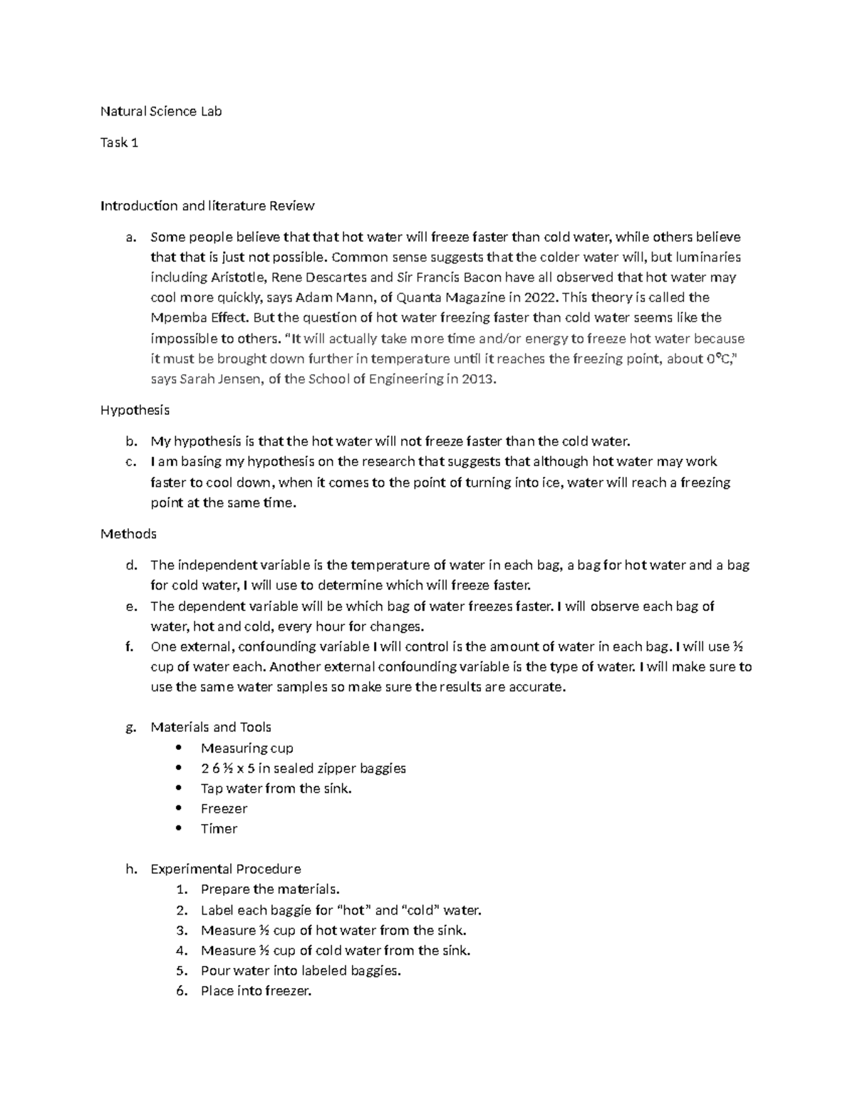 Natural Science Lab - Natural Science Lab Task 1 Introduction and ...