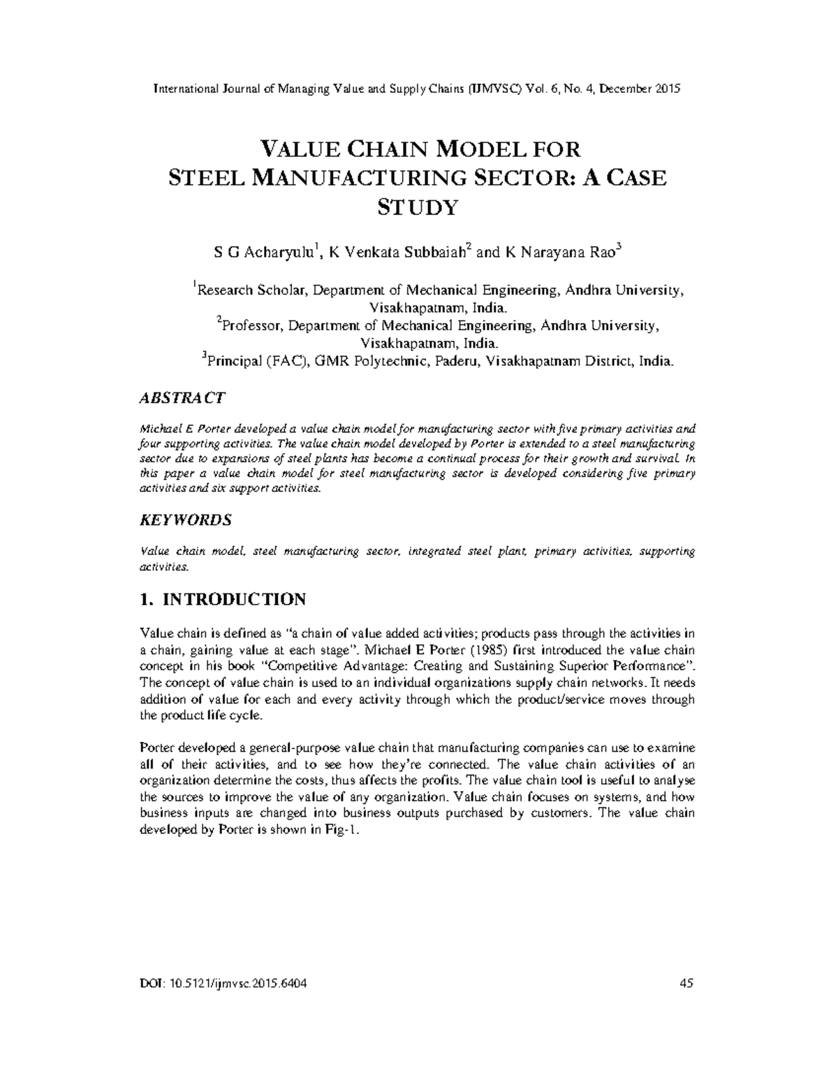 Value chain model for steel manufacturing sector - DOI: 10.5121/ijmvsc ...