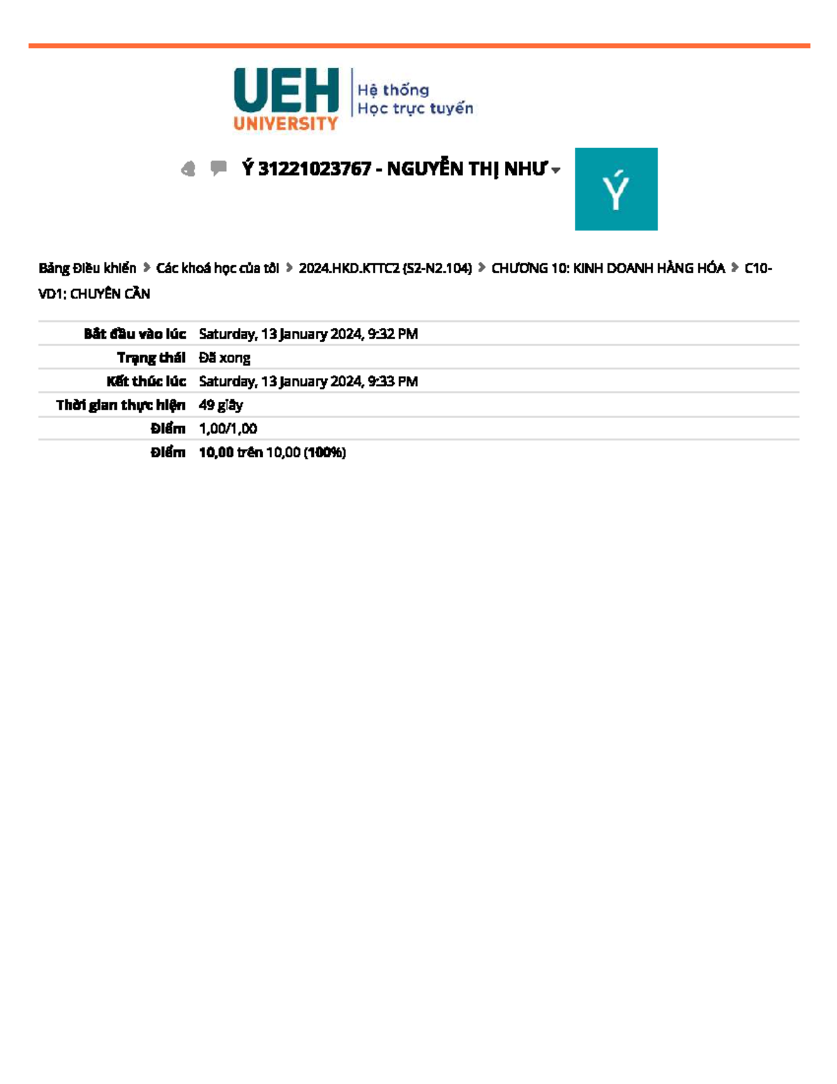 10 - yyy - UEH Hê thông Hoc truc tuyen UNIVERSITY Y 31221023767 NGUYÊN ...