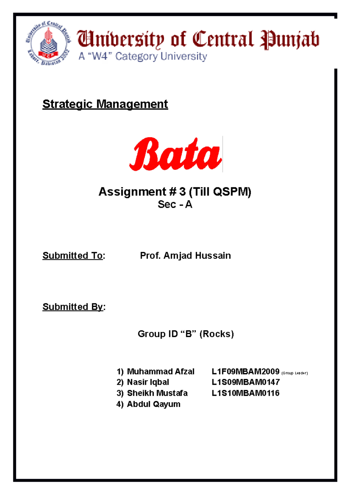 2 Bata Strategic Management docx - ####### Strategic Management ####### Assignment # 3 (Till ...