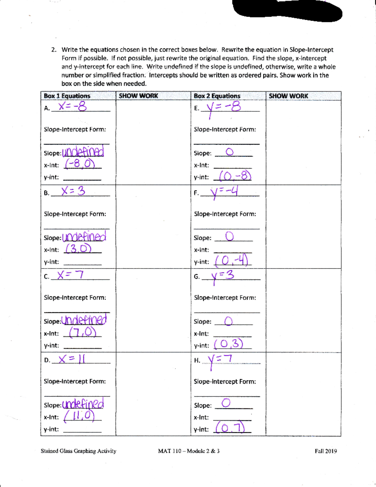 Stained glass window worksheet - MAT 110 - Studocu