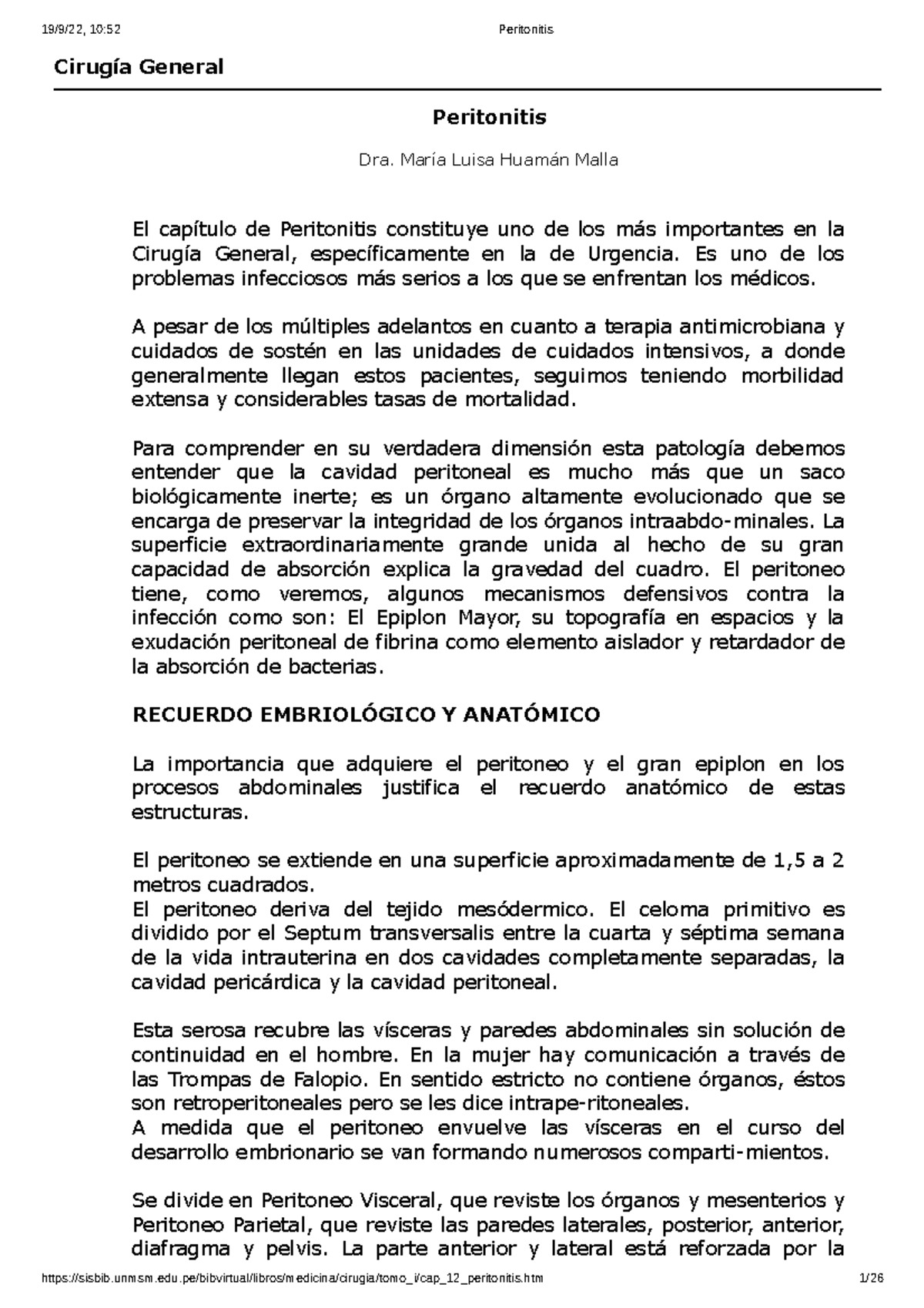 Peritonitis - Cirugía General Peritonitis Dra. María Luisa Huamán Malla ...