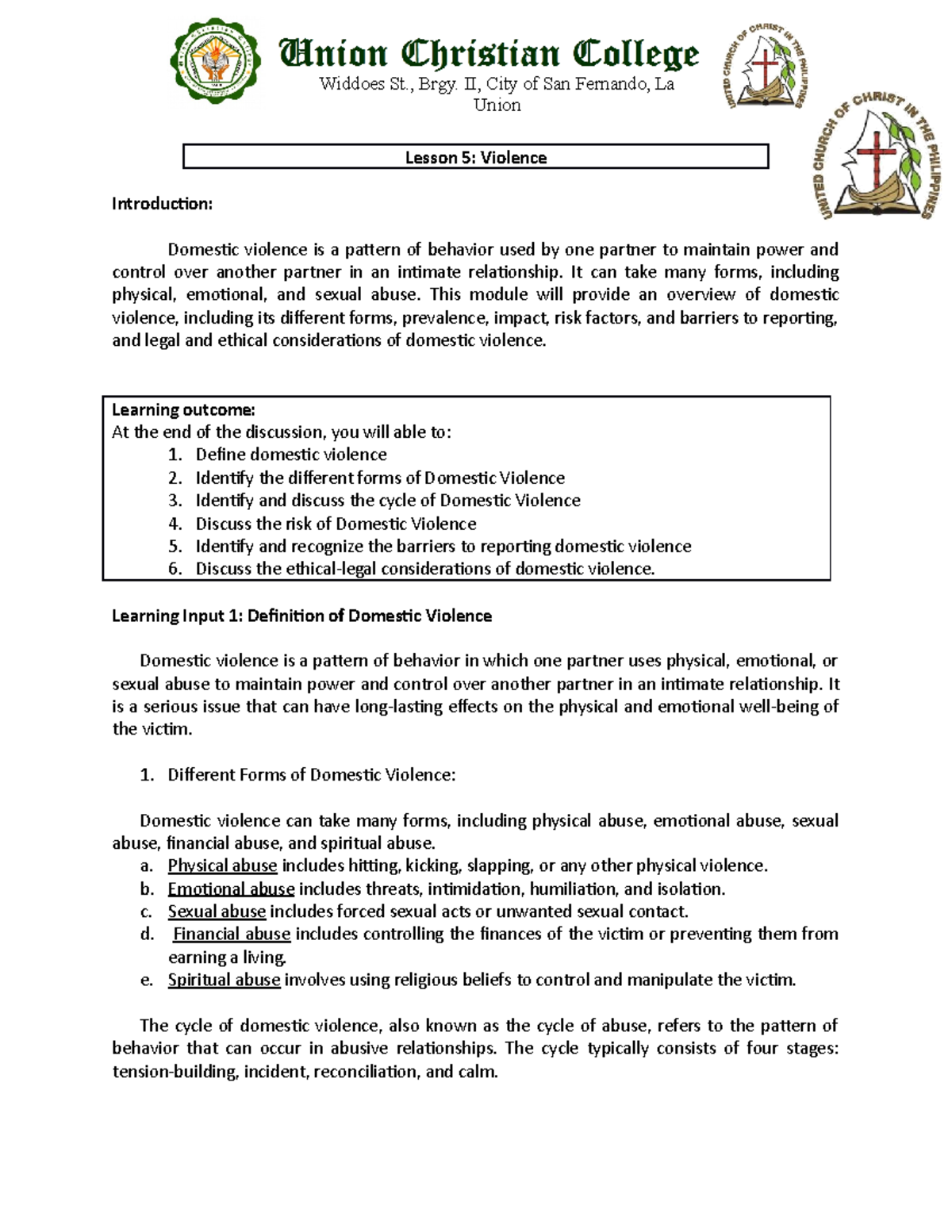 Lesson-5-violence - discussion about violence that is included in ...