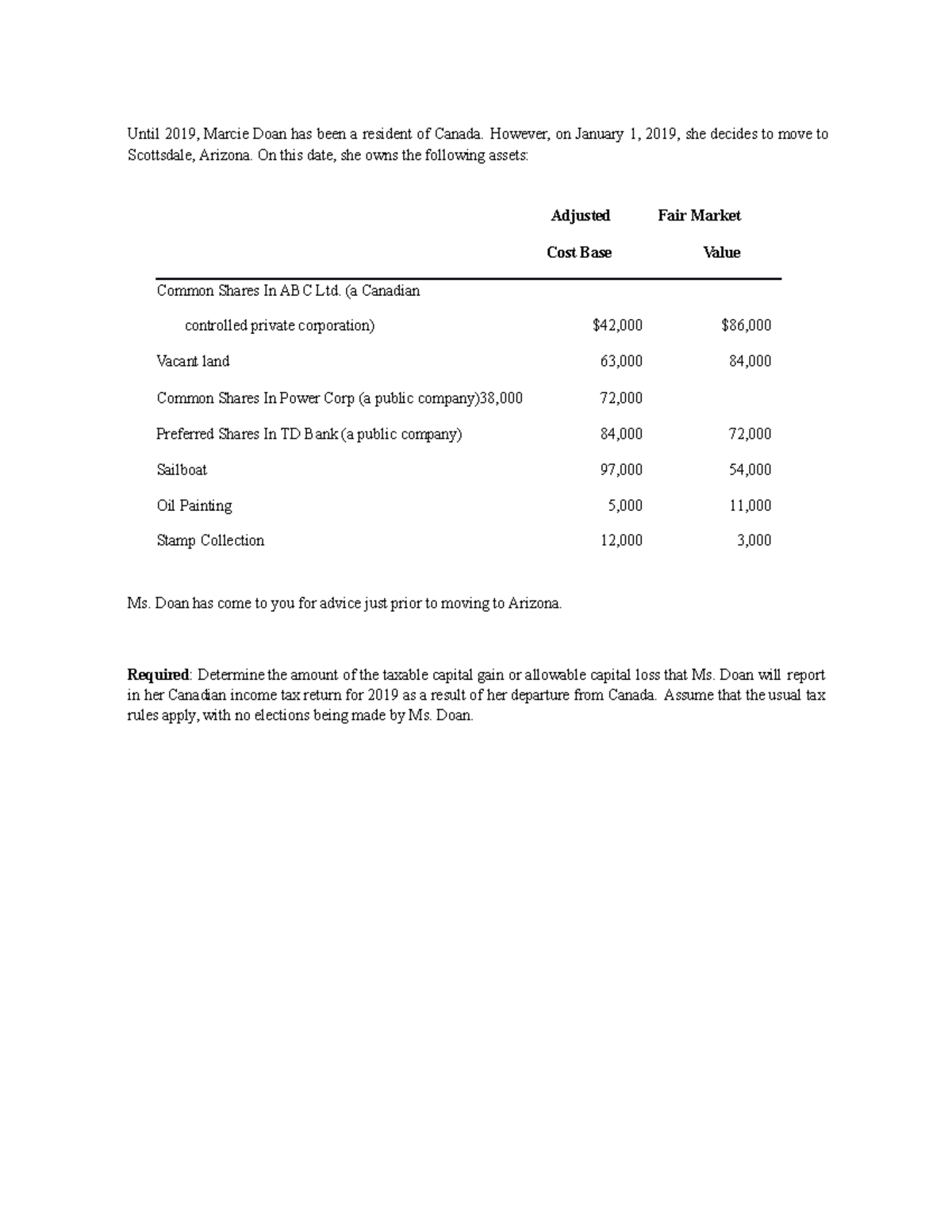 ACCT226 Chapter 8 Problem 13 - Until 2019, Marcie Doan has been a ...