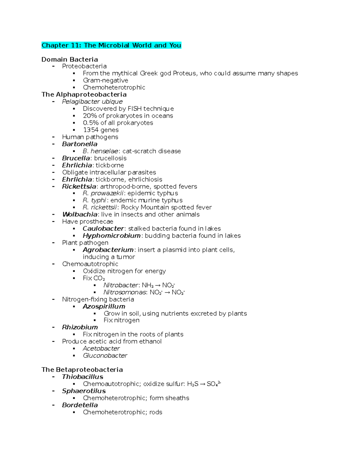 Chapter 11 - Lecture notes Lecture 4 - Chapter 11: The Microbial World ...
