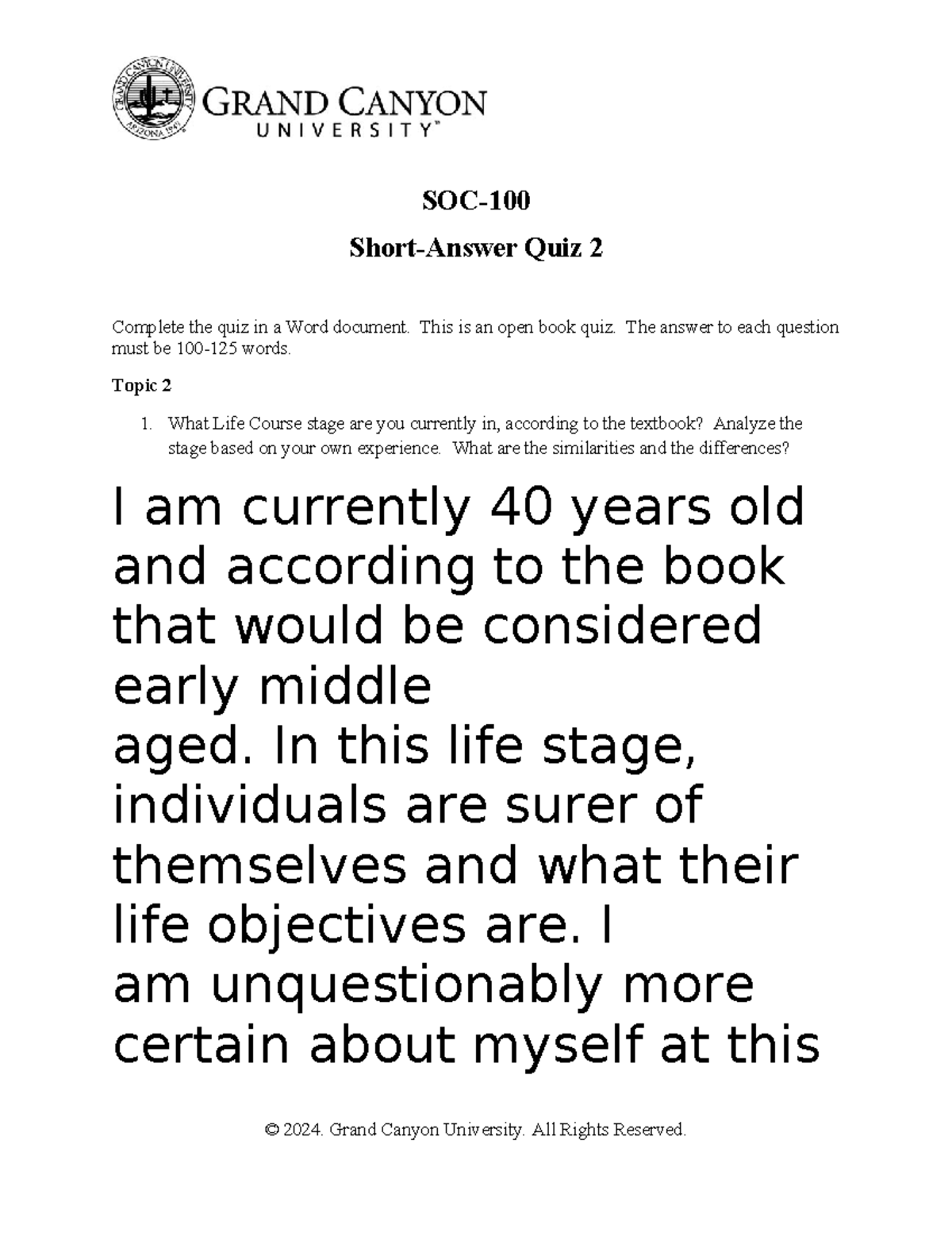 Short-Answer Quiz 2 - SOC- Short-Answer Quiz 2 Complete the quiz in a ...