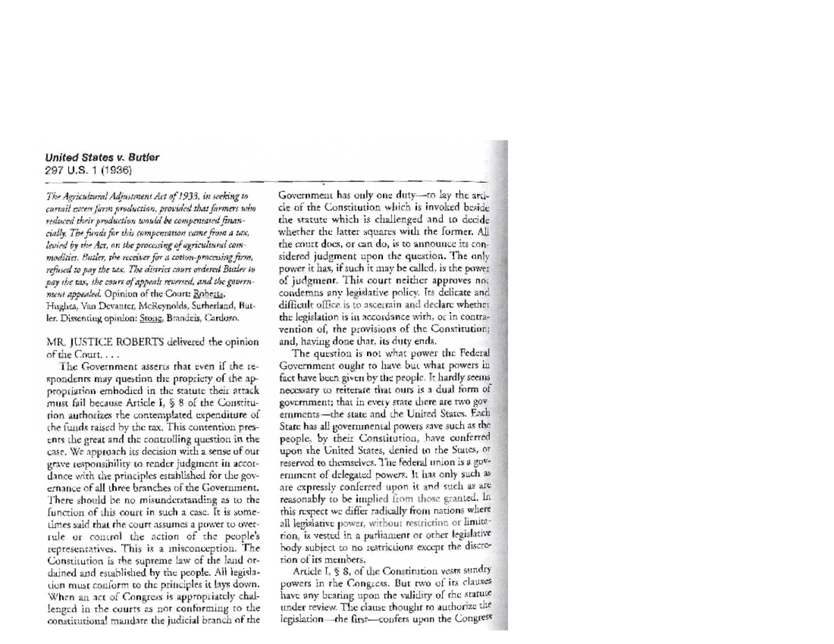 US v Butler - reading material - GOVT 2306 - Studocu