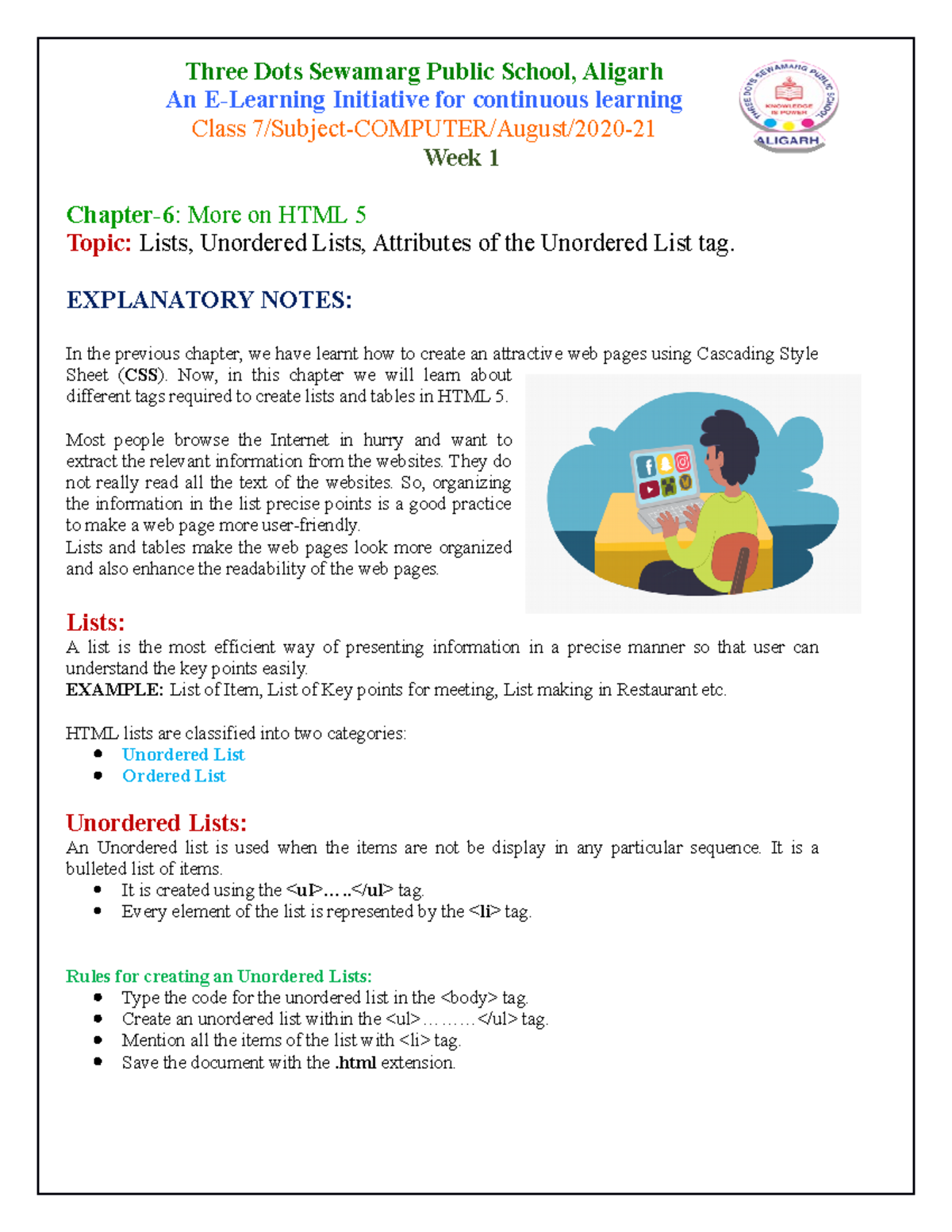 Aug Wk1 Computer 7 Notes - Three Dots Sewamarg Public School, Aligarh ...