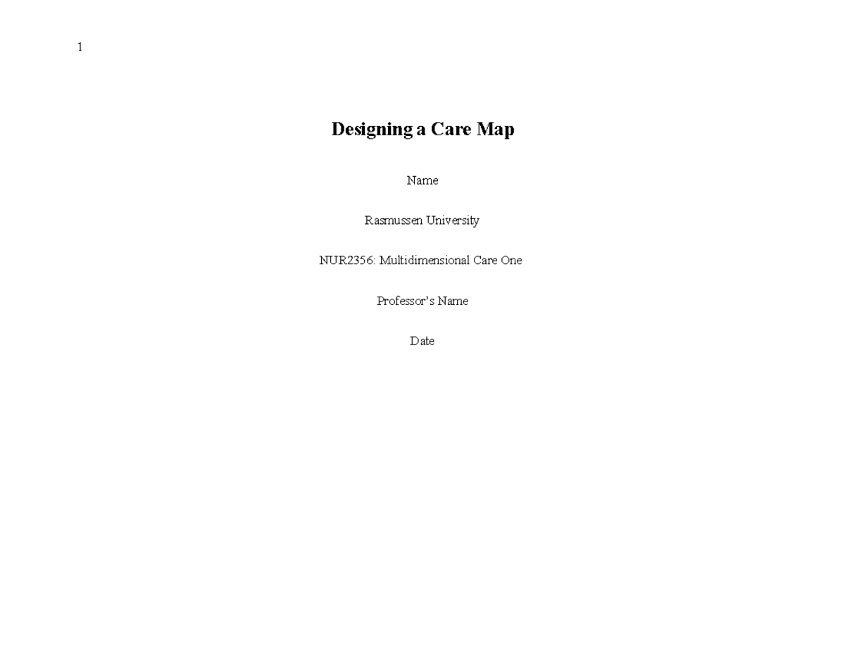 Care Map #1 - Care Map: An example. - Designing a Care Map Name ...