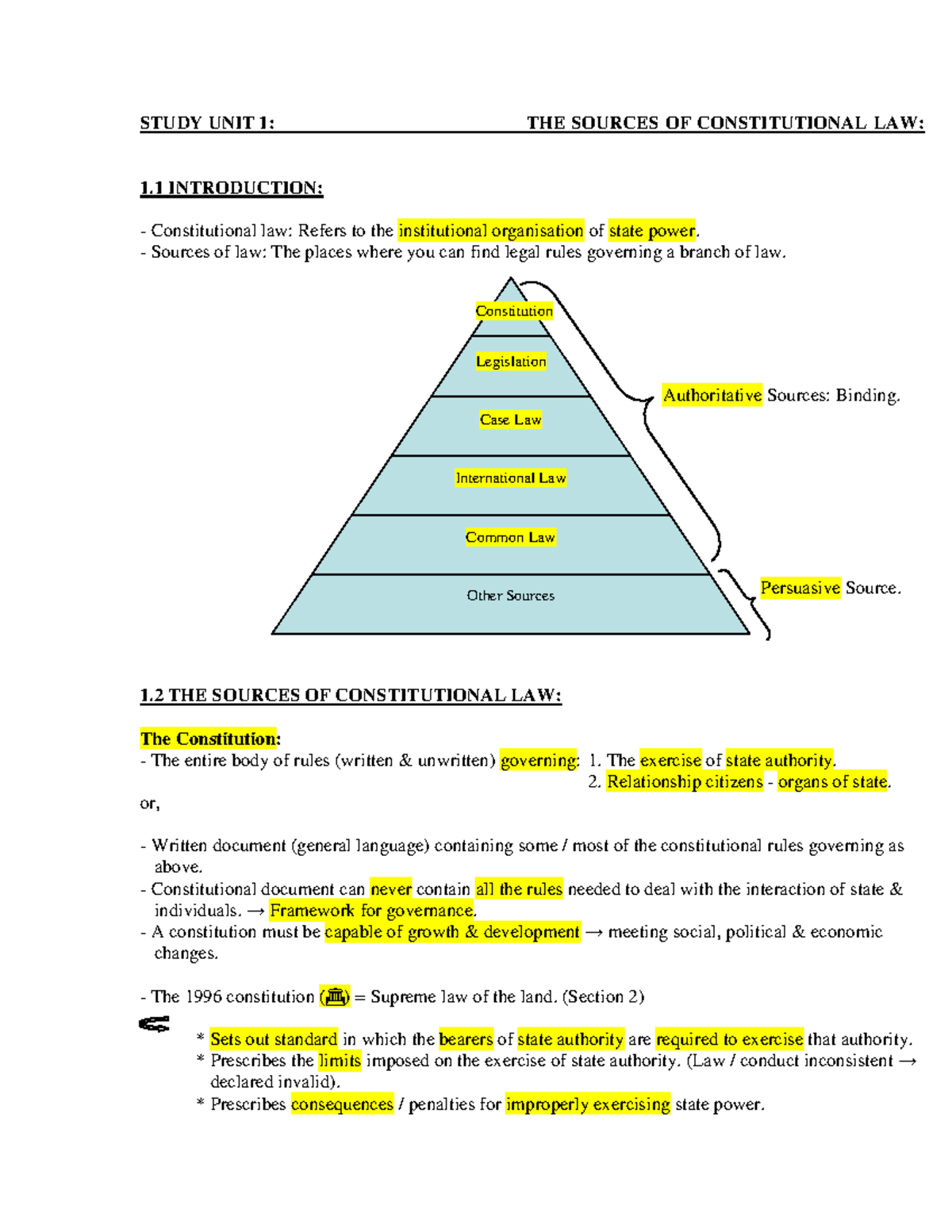 1 Sources of Consitutional Law - . Legislation Case Law International ...