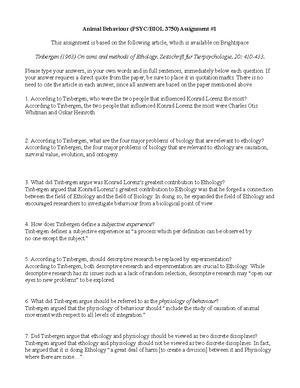 Animal Behaviour Assignment #5 - The behaviour, operationally defined ...