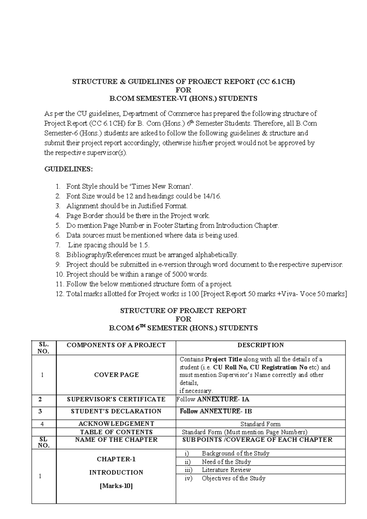 Com Hons-Sem6-Project Guideline - STRUCTURE & GUIDELINES OF PROJECT ...
