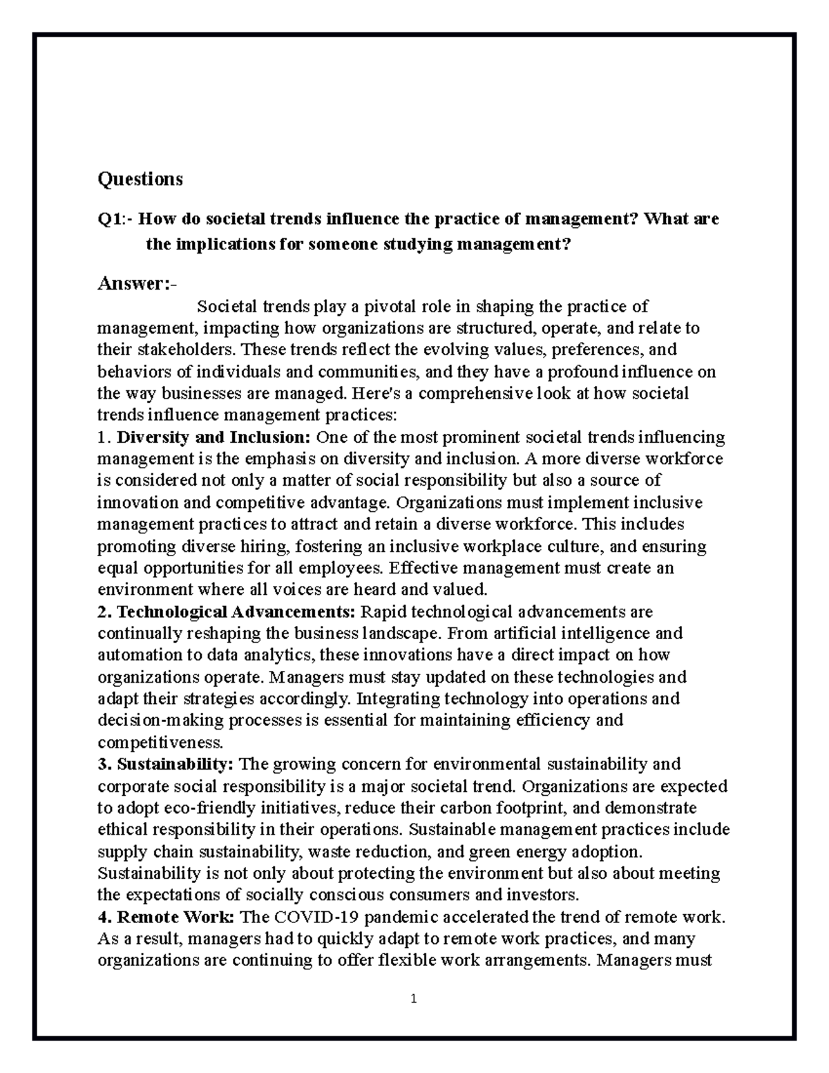 Assigment 2 solved - Assignment - Questions Q1:- How do societal trends ...