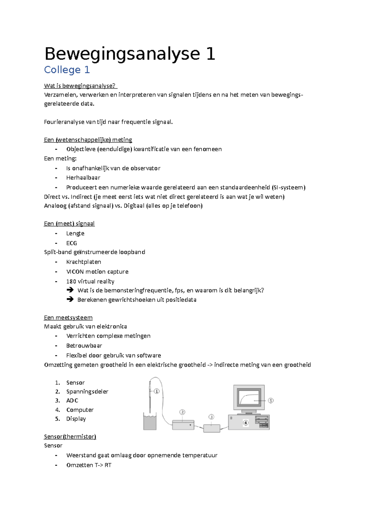 Bewegingsanalyse 1 college aantekeningen - Bewegingsanalyse 1 College 1 Wat is bewegingsanalyse ...