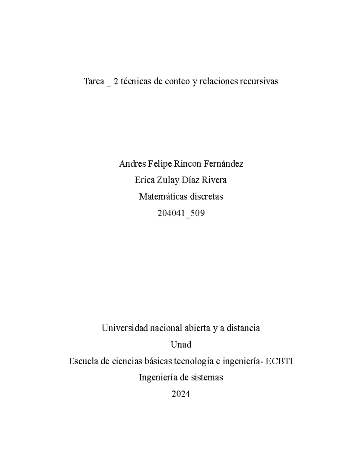 Tecnicas de conteo y relaciones recursivas - Tarea _ 2 técnicas de ...
