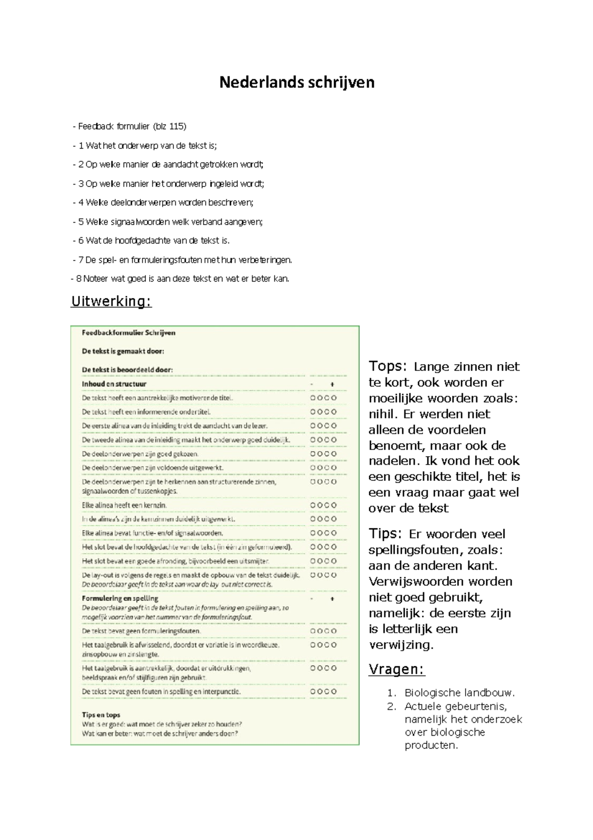 Nederlands schrijven opdracht tekstbeoordeling - Nederlands schrijven ...