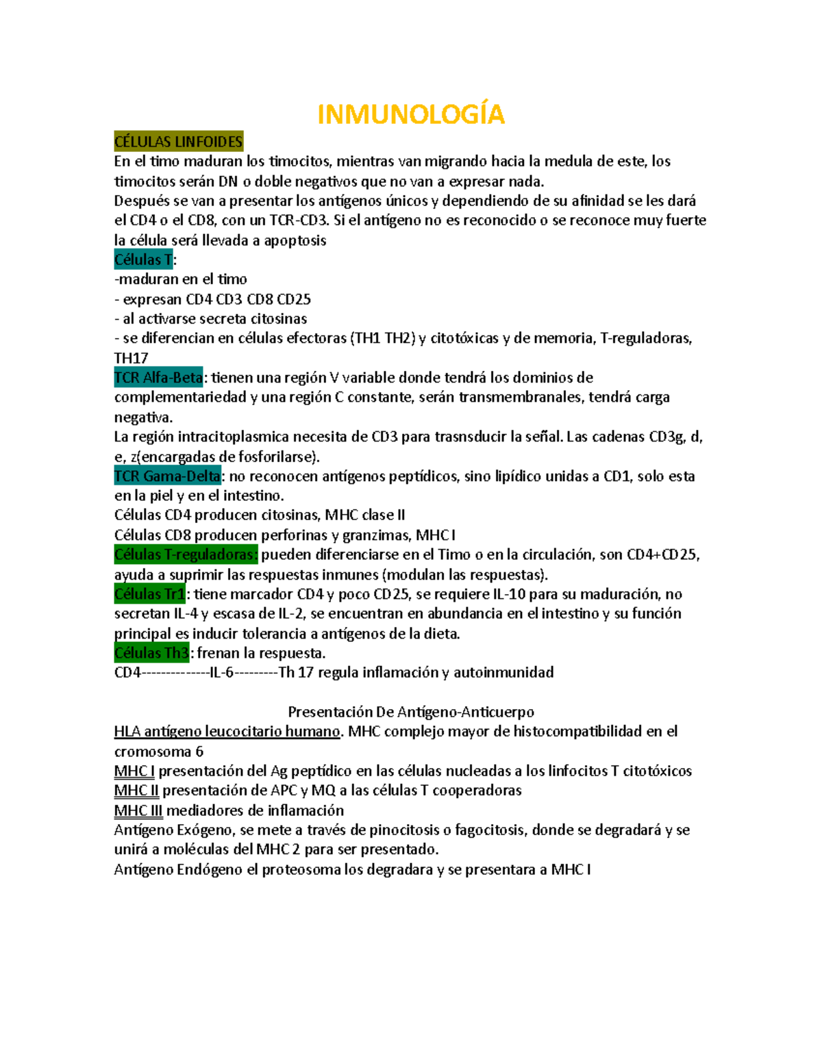 Inmunología - Apuntes generalidades - INMUNOLOGÍA CÉLULAS LINFOIDES En ...
