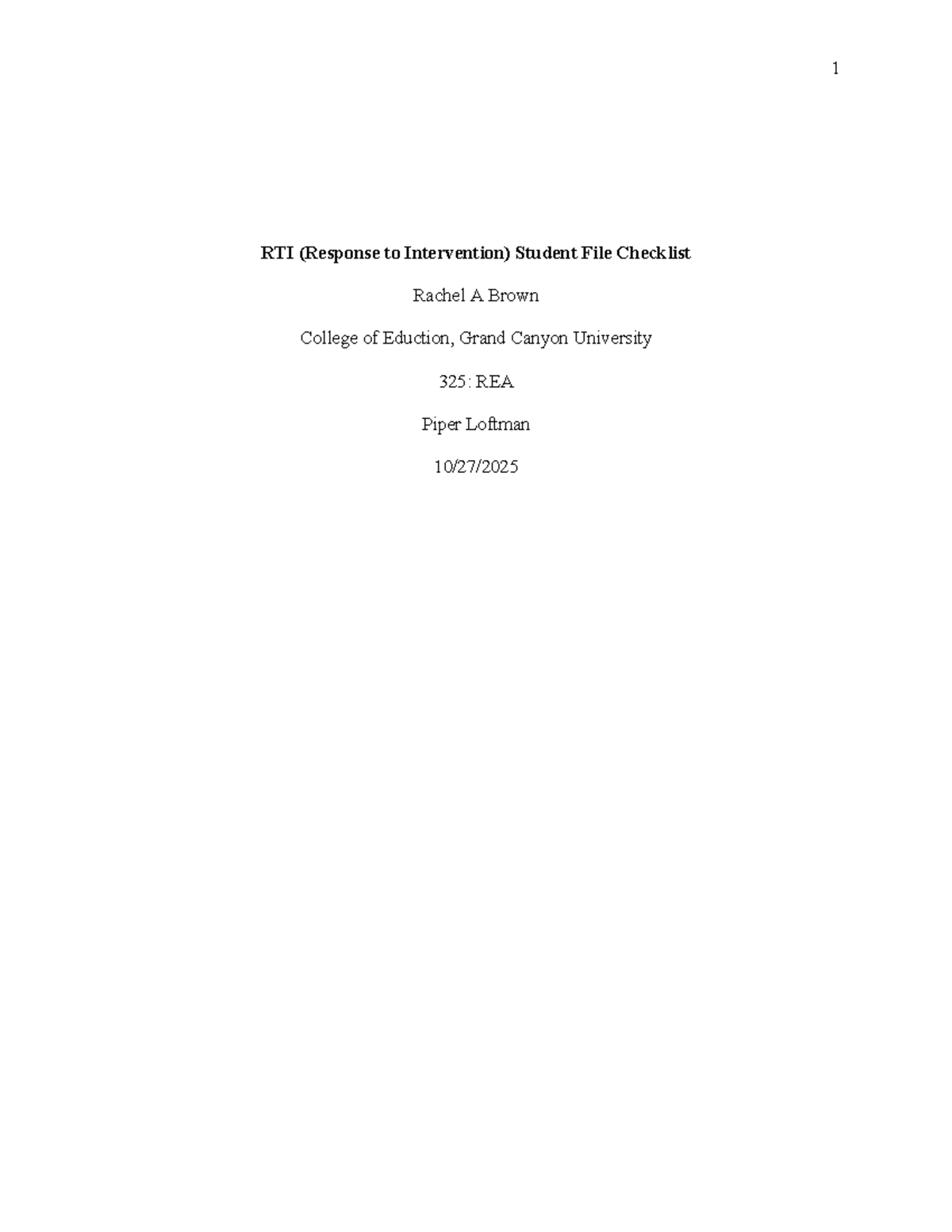 RTI checklist - RTI check list - RTI (Response to Intervention) Student ...